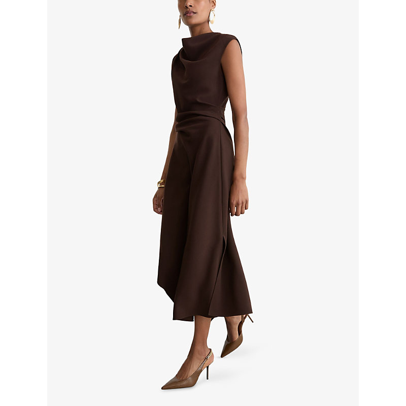 REISS Reiss Camilla Gathered Detail Stretch-Woven Midi Dress